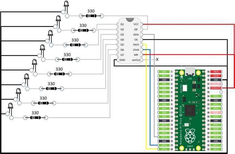 How To Use 74hc595 Shift Register With Raspberry Pi Pico And Micropython