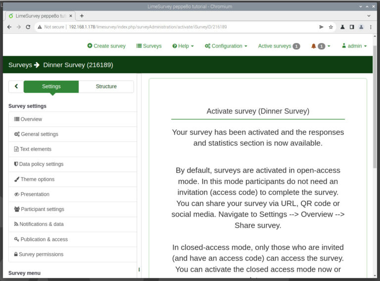 Self-host your Surveys with LimeSurvey and Raspberry PI