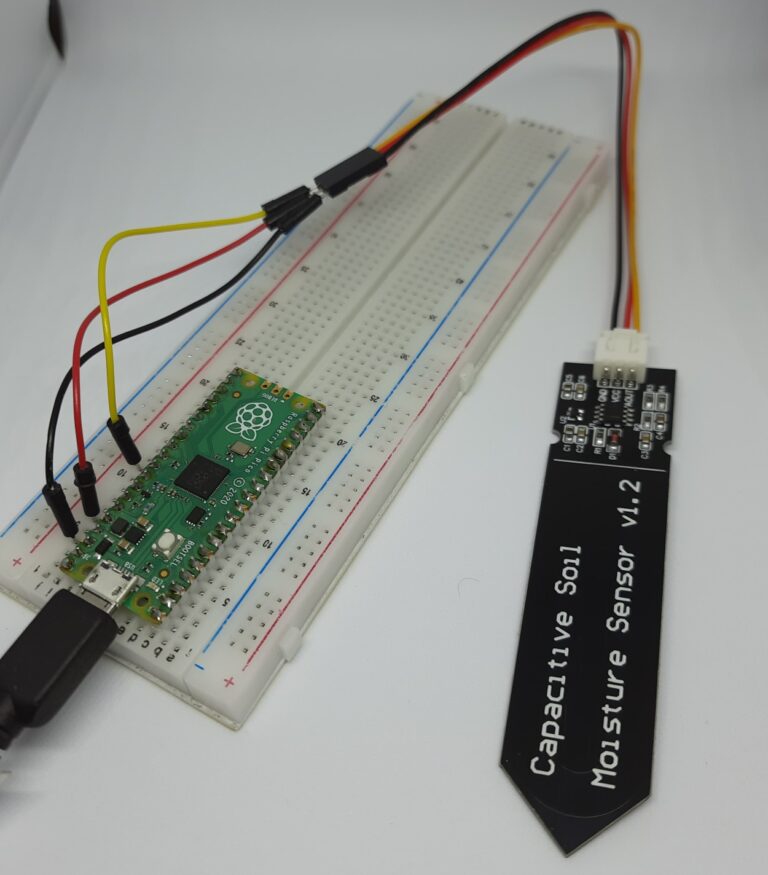 Capacitive Soil Moisture Sensor with Raspberry PI Pico: wiring, code ...